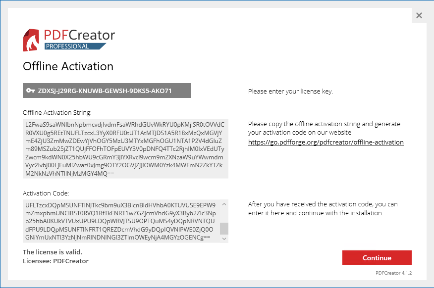 PDFCreator Offline Activation - pdfforge